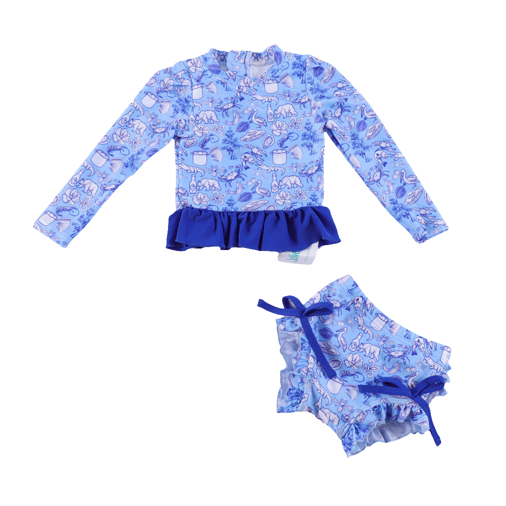Cajun Toile ruffle bottom swim suit set – Jolie & Jax Boutique